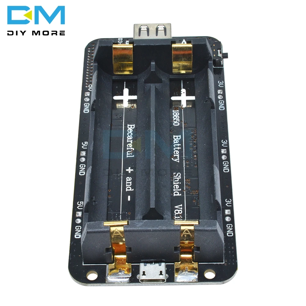 2PCS Double 18650 Lithium Battery Shield V8 5V/3A 3V/1A Mobile Power ...