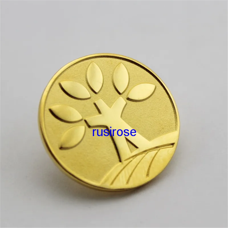 Personalized Tree Badge Brooch Custom, Golden Tree Circular Metal ...