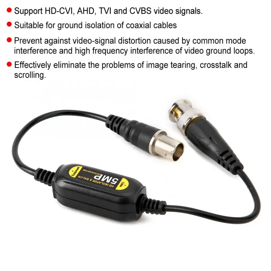 5MP High Definition Coaxial Video Ground Loop Isolator Balun HD-CVI/AHD ...