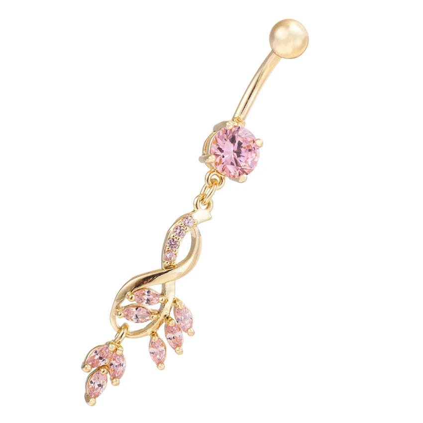 Sexy Body Jewelry Hot T Yellow Gold Color Aaa Cubic Zirconia Cz Flowers Long Bar Bell Button