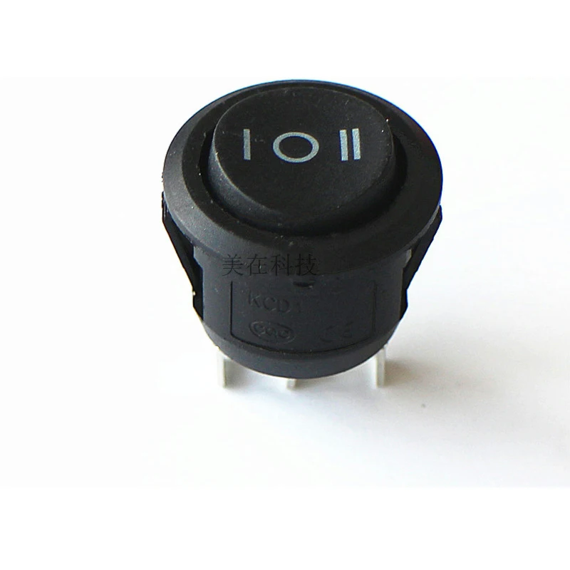 KCD1-201-D-3-Gear-3-Pin-Black-Round-Power-Rocker-Switch-10A-125V-6A ...
