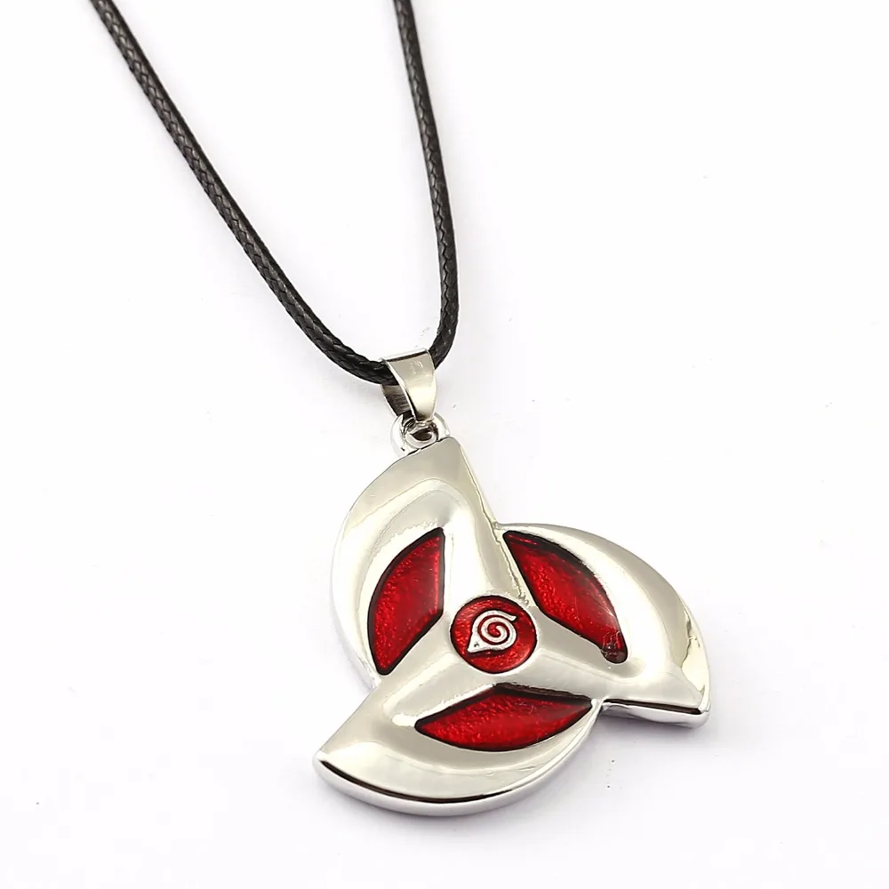 Hsic Jewelry 10pcslot Naruto Kakashi Sharingan Necklaces Konoha Symbol Choker Necklace Black