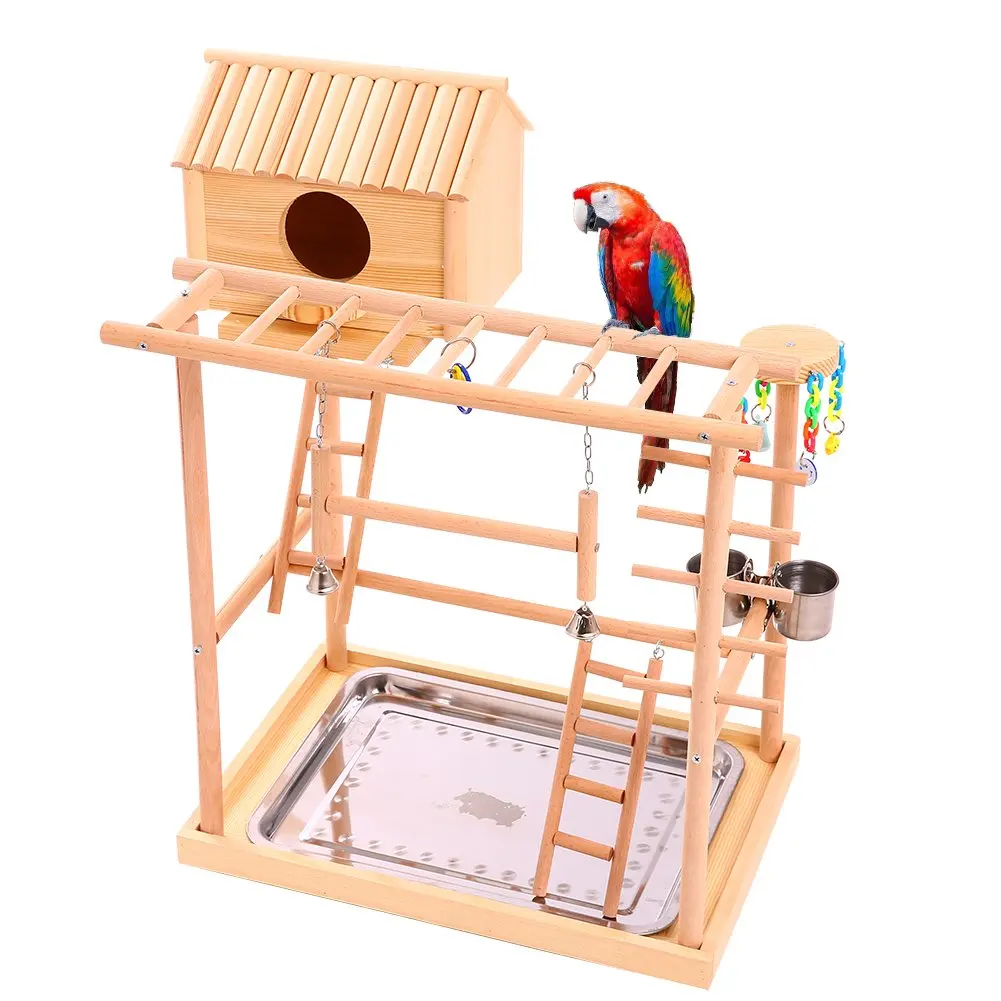 Birdcage Accessories Birds QBLEEV Bird Perches Nest Play Stand Gym ...