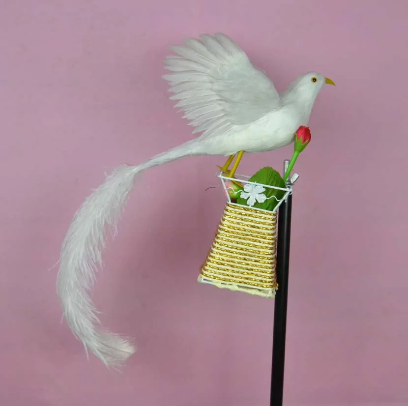 47cm Simulation Phoenix Bird White Feathers Long Tailed Bird Model ...
