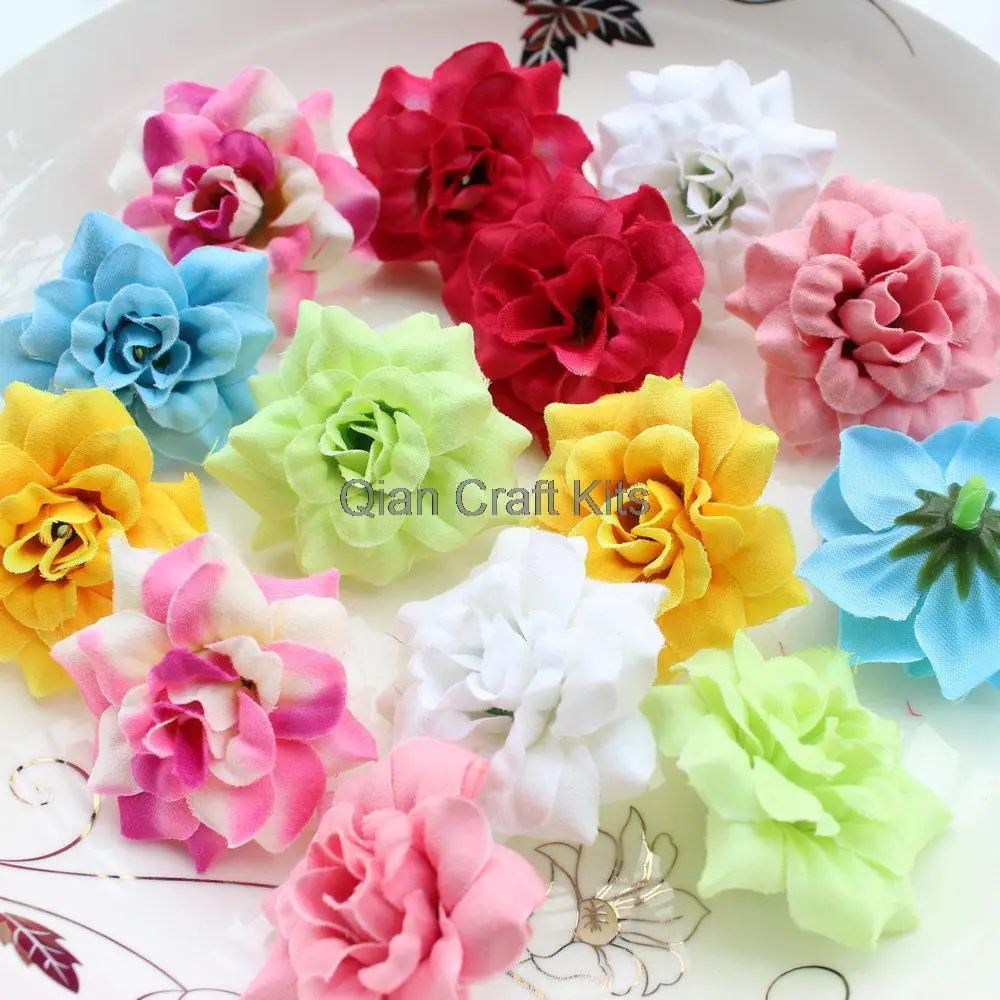 100pcs 1.75 Inches Mini Mix Colors Velvet Rose Flower Craft And ...