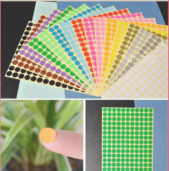 12 sheets/pack 12 colors Cute Circles Round Code Stickers Scrapbooking ...