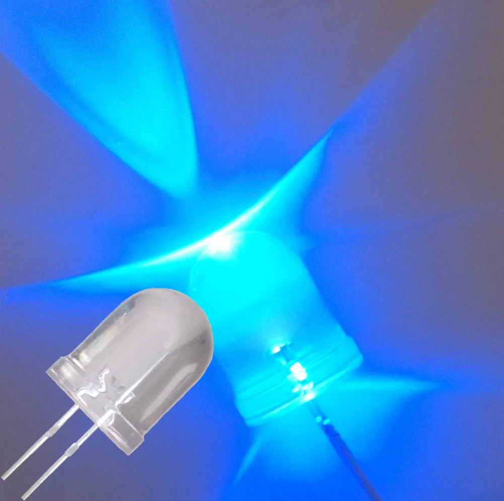 100 unids/lote, LED Ultra brillante de 10mm LED azules de luz azul ...