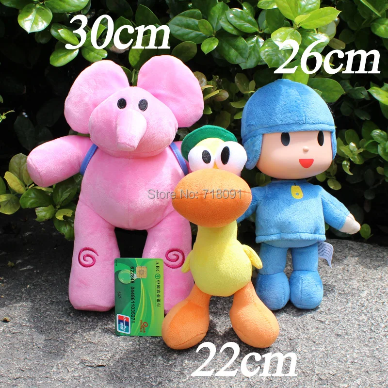 Plush Stuffed Cartoon Figure Toy Pocoyo,Pink Elephant,Duck Pato,9" and ...