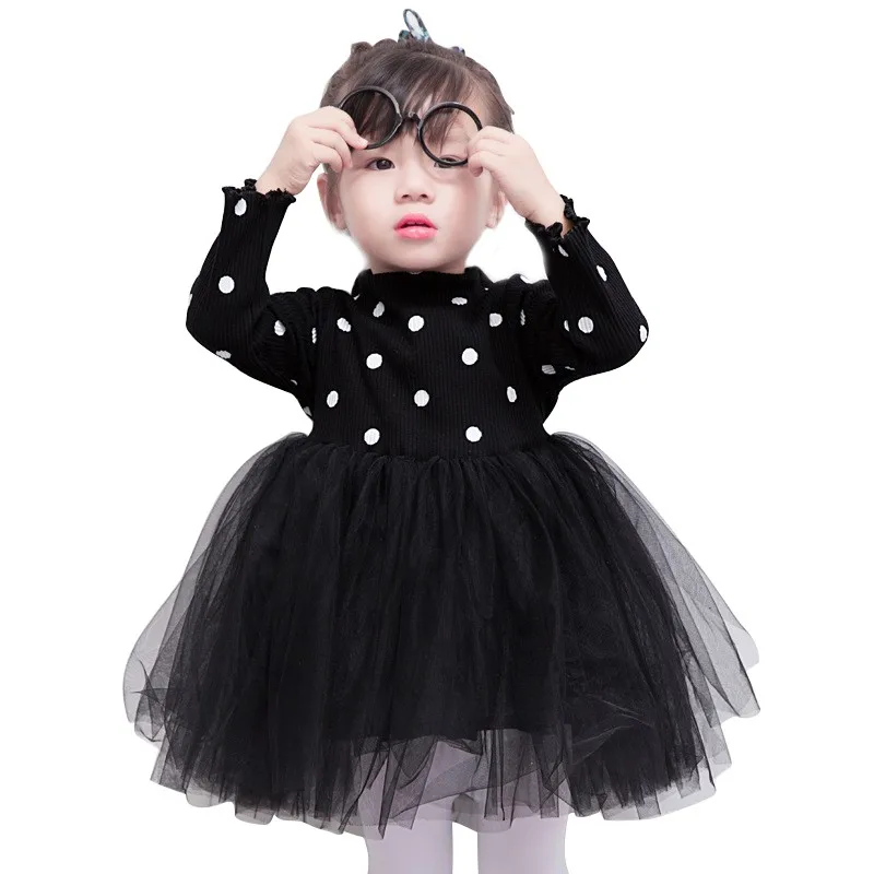 Mesh Dot Girls Dress Autumn Long Sleeve Kids Dresses For Girls Fashion ...