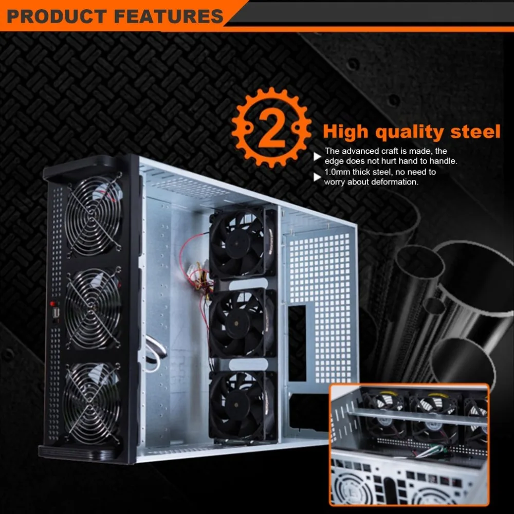 Cheap 4U Mining Case Frame Fit For 6/8 Graphics Card Steel Open Air ...
