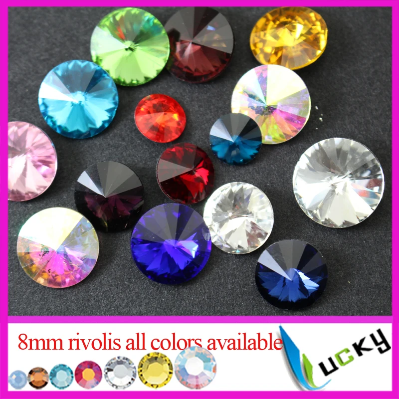 Top-quality-200pcs-8mm-Super-shiny-Crystal-Rivolis-Round-shape-Fancy ...
