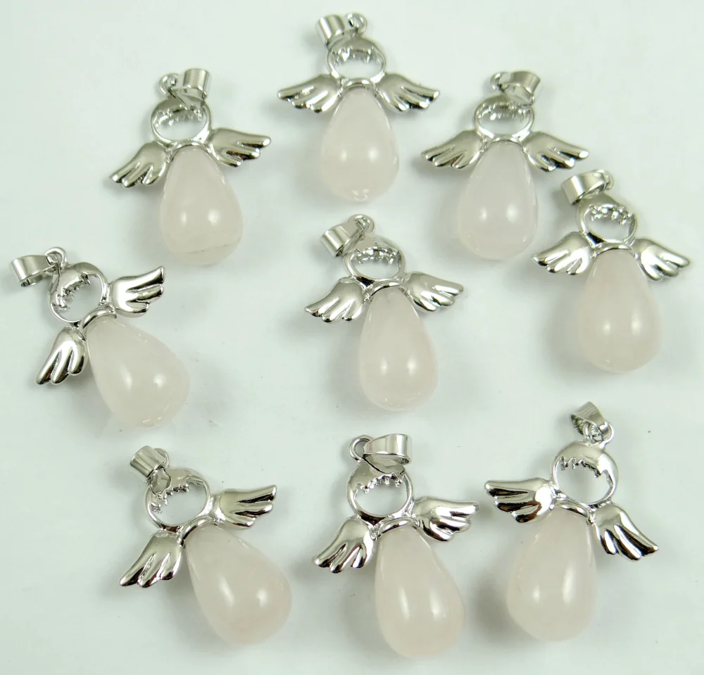 Pingente de lápis anjo cristal quartzo, pedra natural, asas fada água ...