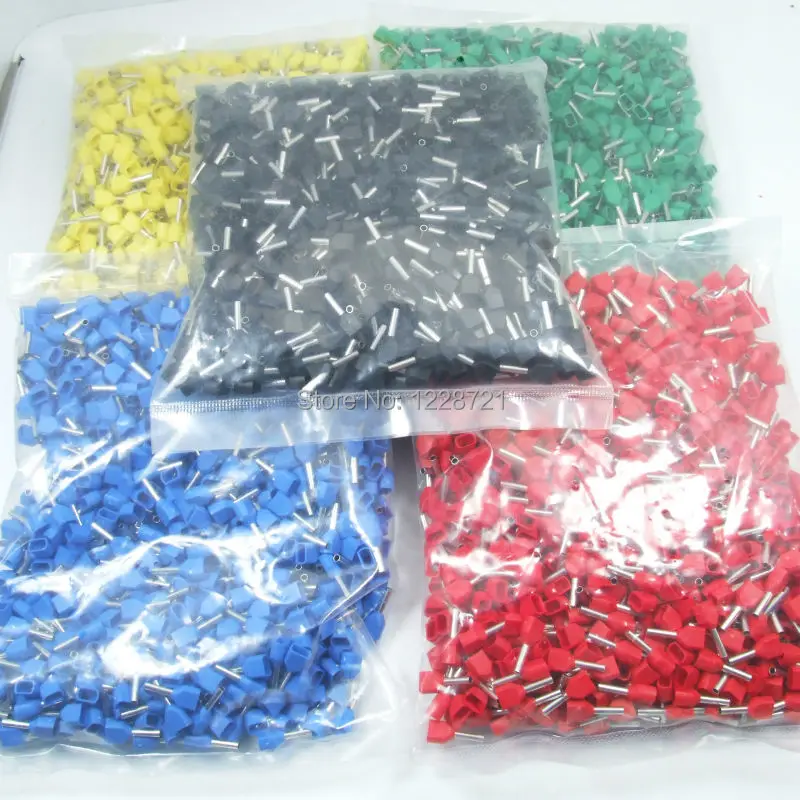 TE7508 1000pcs Wire Ferrules Sleeve Double Cord End Terminal Copper ...