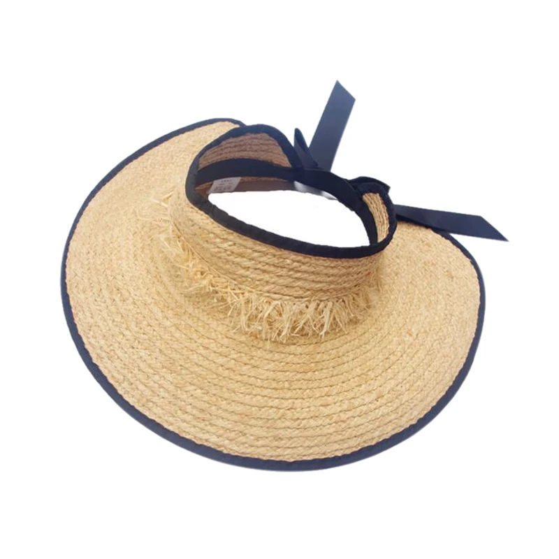 Summer New Style Primary Color Tassel Empty Top Raffia Sun Hat Hand ...