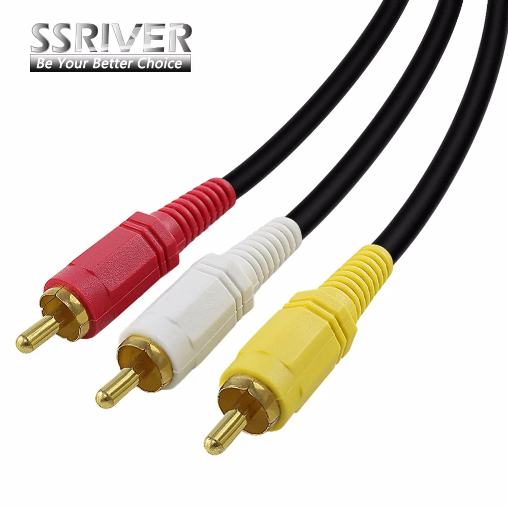 SSRIVER 3RCA Male to 3 RCA Male Composite Audio Video AV Cable Plug 3X ...