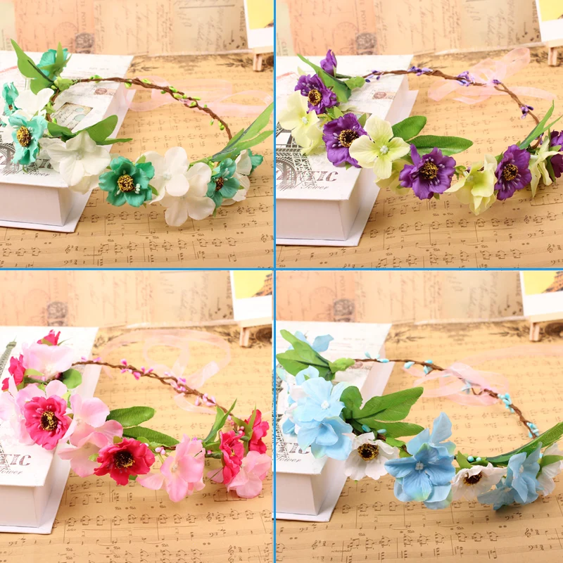 1 pcs estilo Bohemian coroa coroa de flores de casamento Garland testa ...