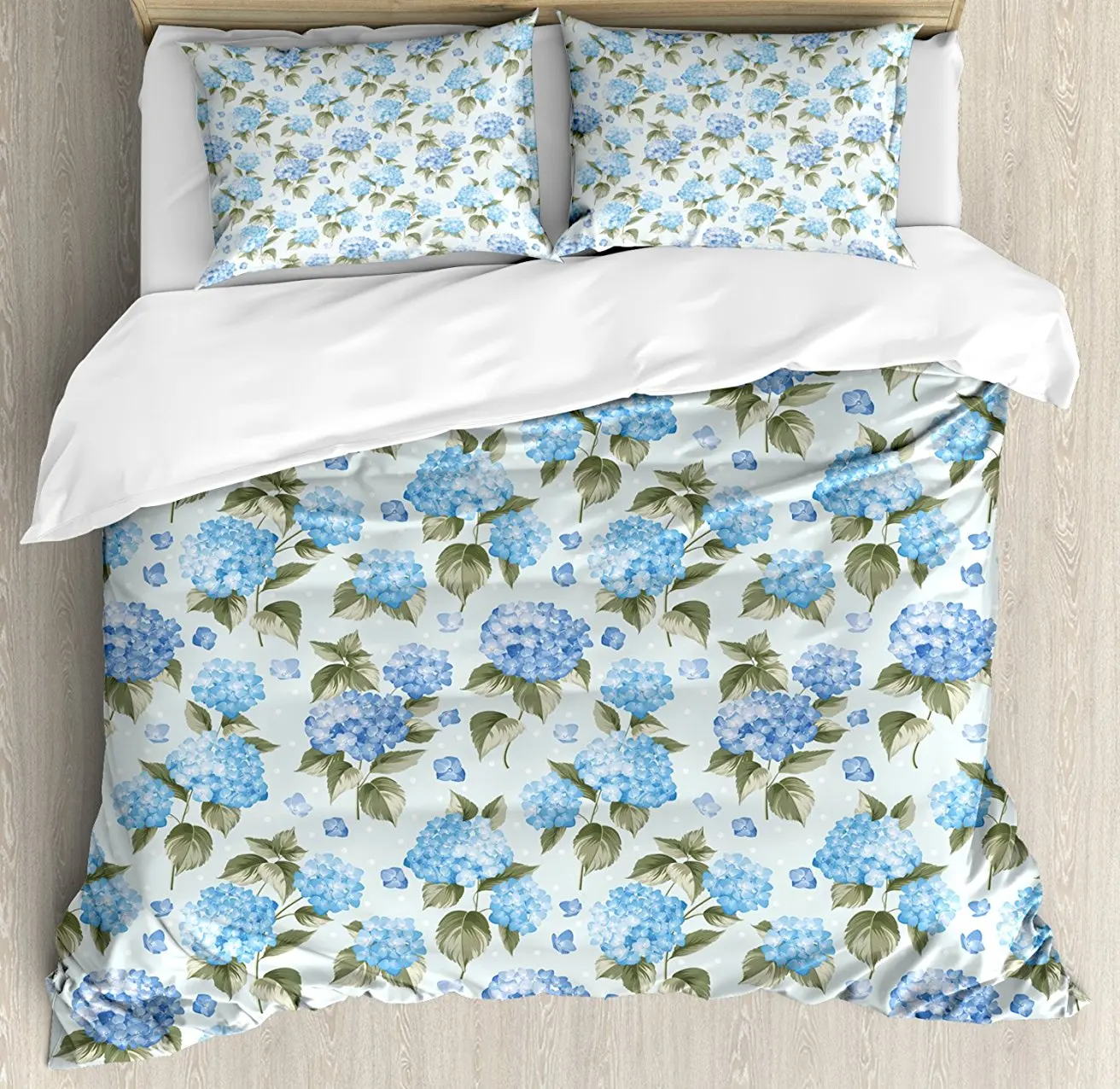 House Decor Duvet Cover Set , Hydrangea Flowers over Light Background ...