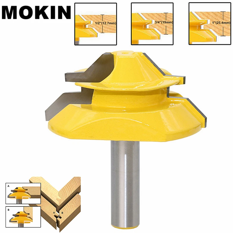 45 Degree Lock Miter Router Bit 6.35mm/8mm/12.7mm Shank Wood Tenon ...