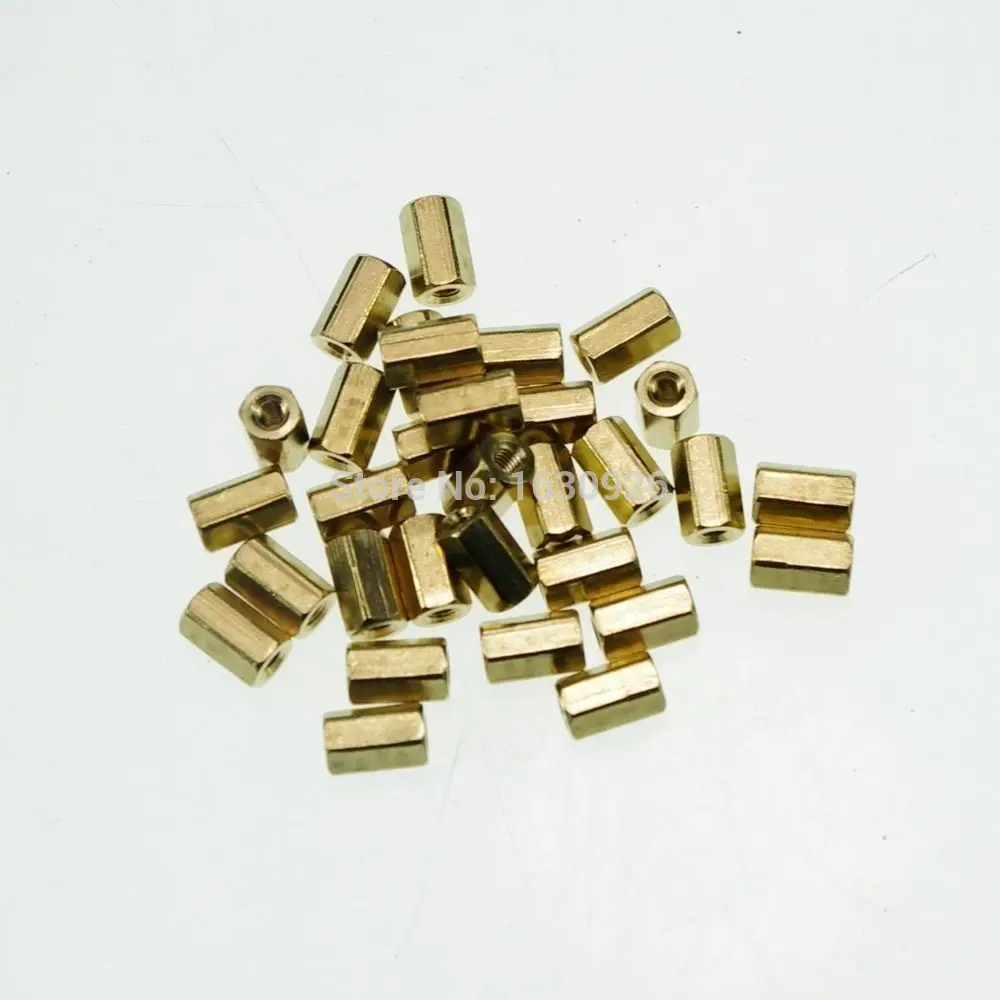 free shipping 20 pieces M3*6mm Hexagonal Threaded Double Pass Brass ...