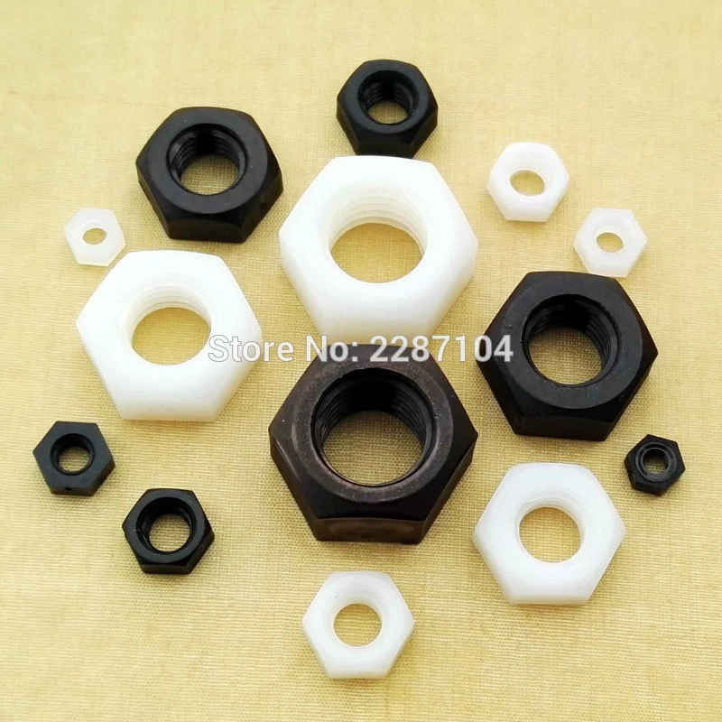25x Brand New Black White Nylon Plastic Insulation Metric Thread Hex ...