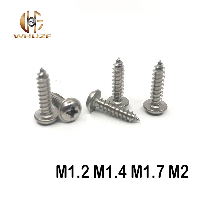 M1.2 M1.4 M1.7 M2 PWA Nickel Plated Cross Round Head Self Tapping Screw ...