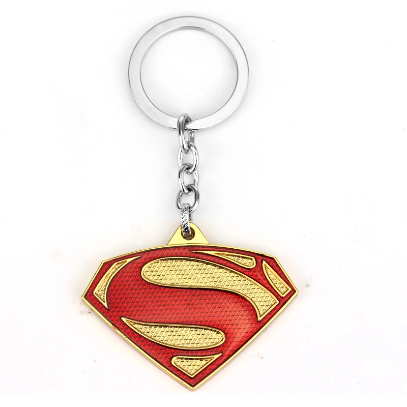 MQCHUN Movie Superman Keychain Superhero S Logo Metal Keyring Gold ...