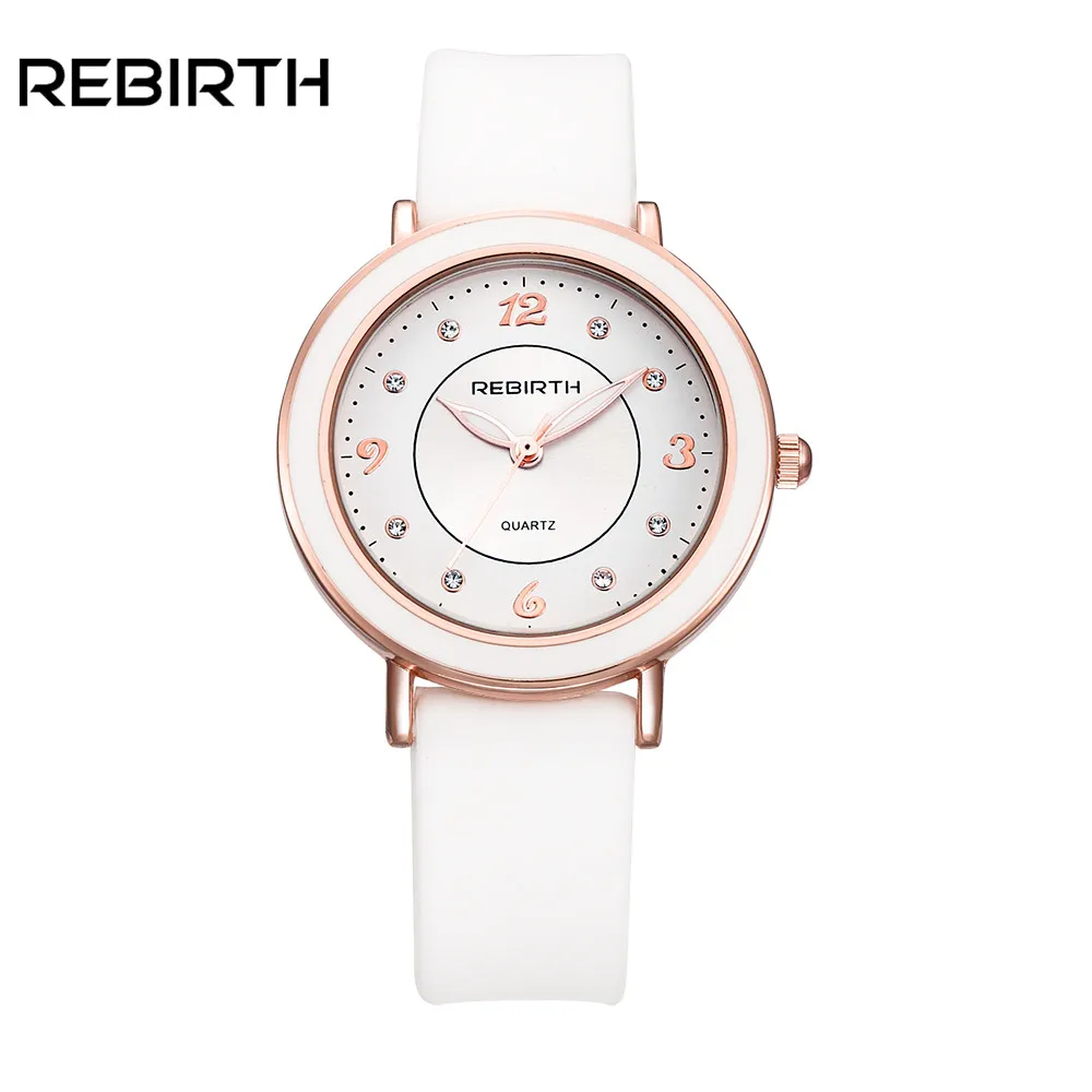 REBIRTH Diamond Elegant Watch For Women Silicone Quartz Women Watches ...