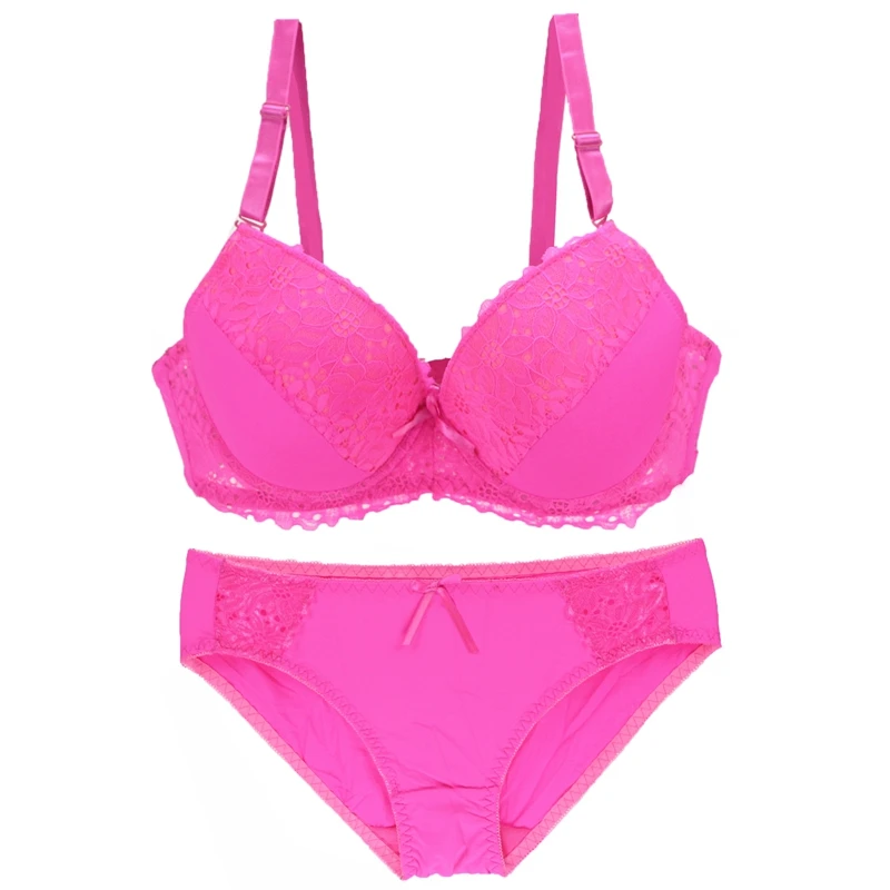 38C 38D 40C 40D 42C 42D Large Cup Women Push Up Bra Sets Rose Lingerie ...