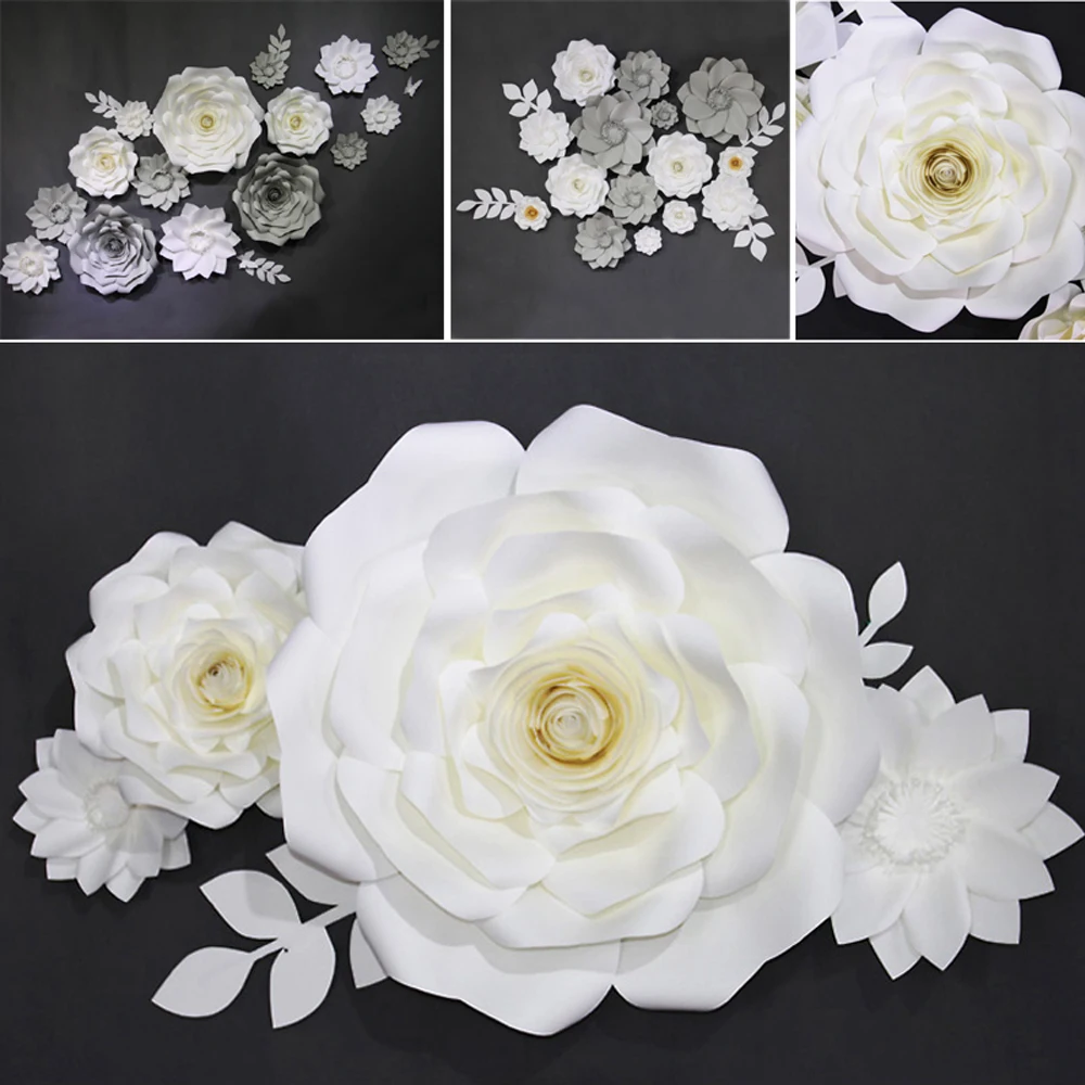 Giant Paper Flowers And Green Leaf Party Wedding Decor For Photo Booth ...