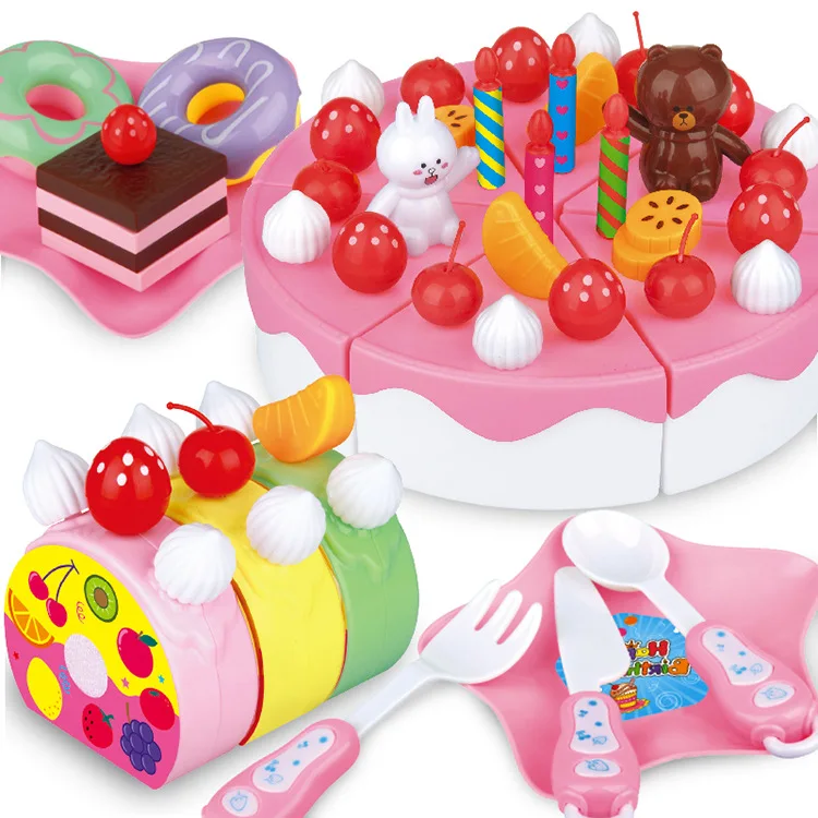Children Play House DIY Cake Toys Imintation Bithday Cake with fruits ...