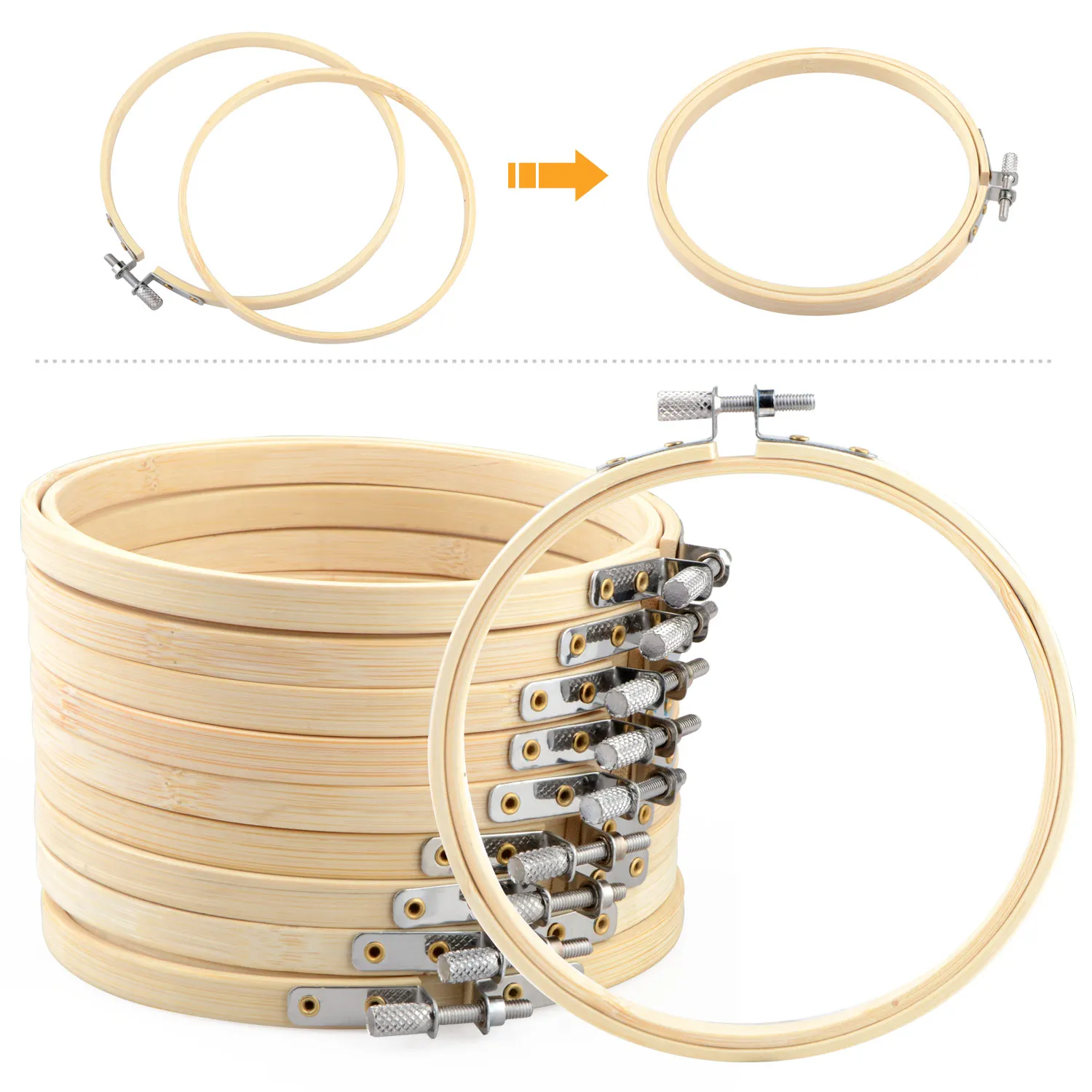 15pcs/set Manual DIY Wooden Embroidery Hoops Frame Set And White Cotton ...