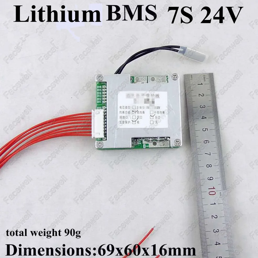 브랜드 24 v 7 s 40a bms pcm 25.9 v 42a 리튬 철 폴리머 배터리 보호 보드 24 v 20ah 750 w 전기 모터 24 v 1000 w|pcm bms ...