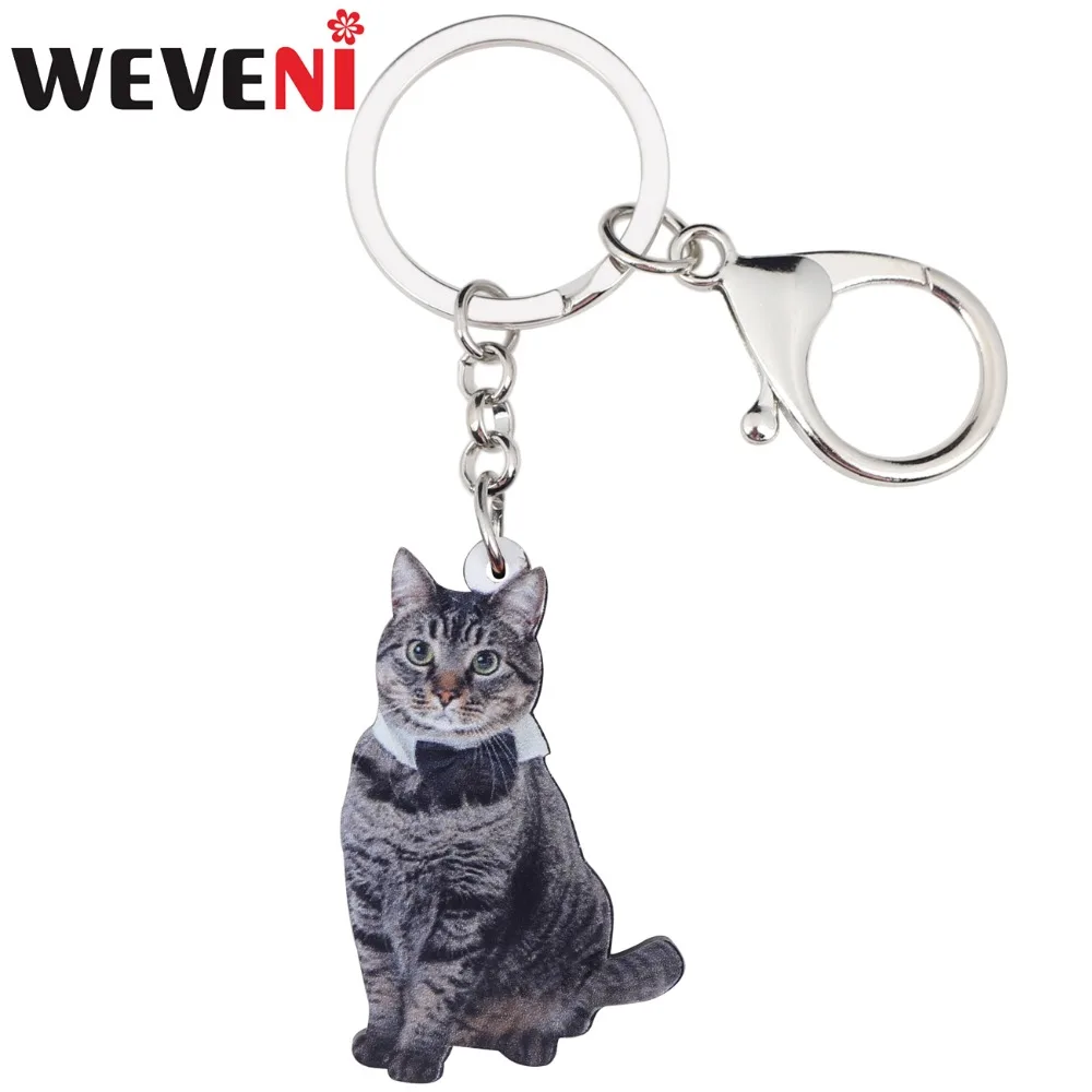 WEVENI-Acrylic-Original-Bowknot-Kitten-Cat-Key-Chains-Keychain-Bag ...