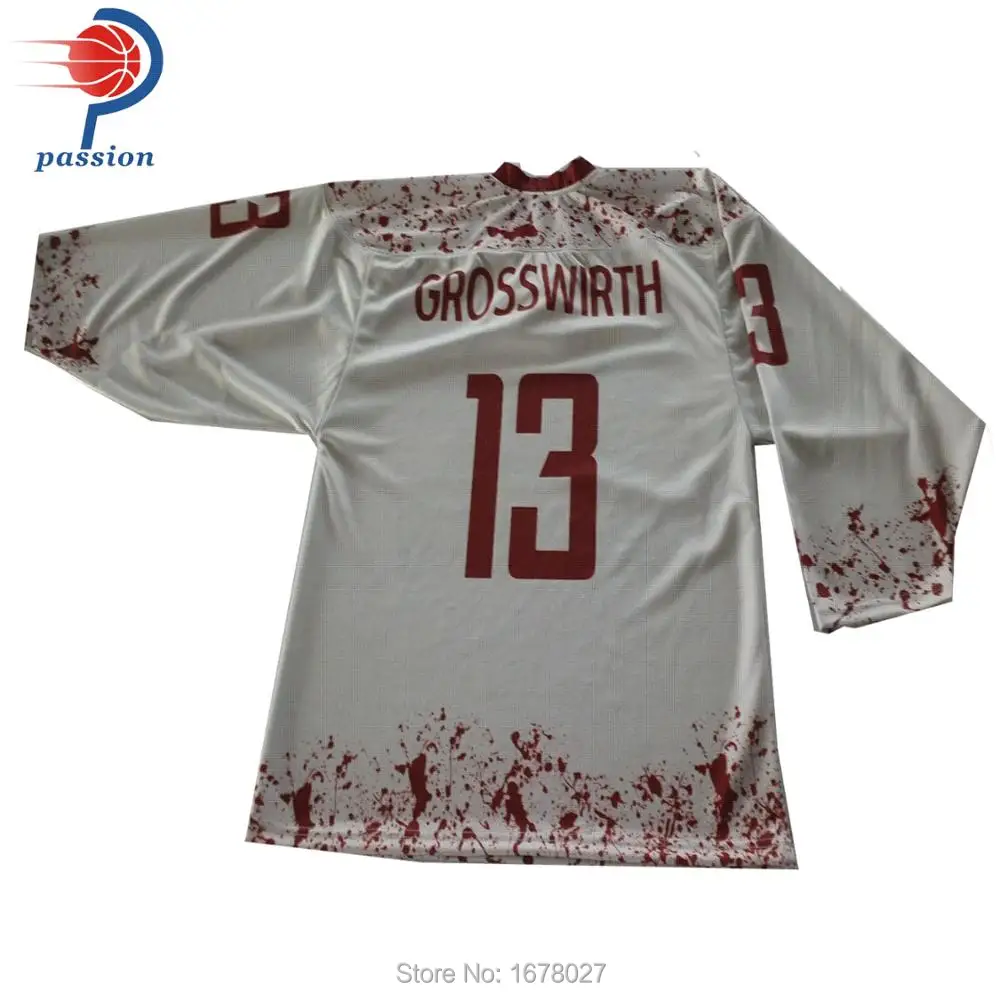 Black and White Blood Red Lace Up Ice Hockey Jerseys with Sublimated ...