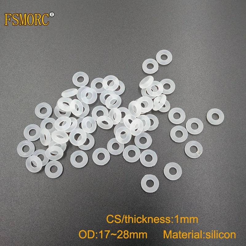 100pcs-1mm-Thickness-white-Transparent-silicon-o-ring-OD-17-18-19-20-21 ...