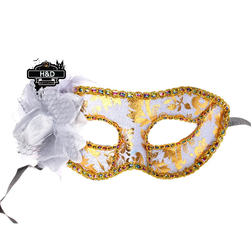 White Flower Pattern Venetian Masquerade Ball Masks Flower Princess ...
