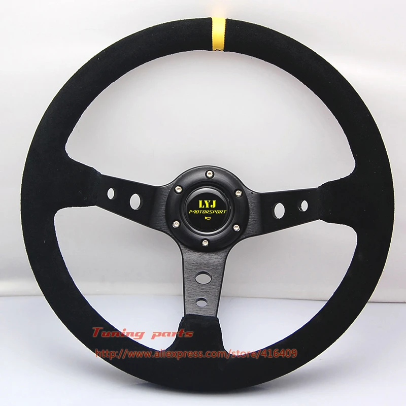 Universal 350mm Suede Deep Dish Steering Wheel Fits OMP SPARCO MOMO BOSS KIT