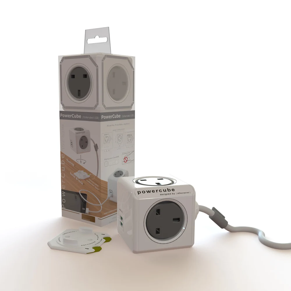 Allocacoc regleta extensible PowerCube, 230V, con enchufe de 4 vías y ...