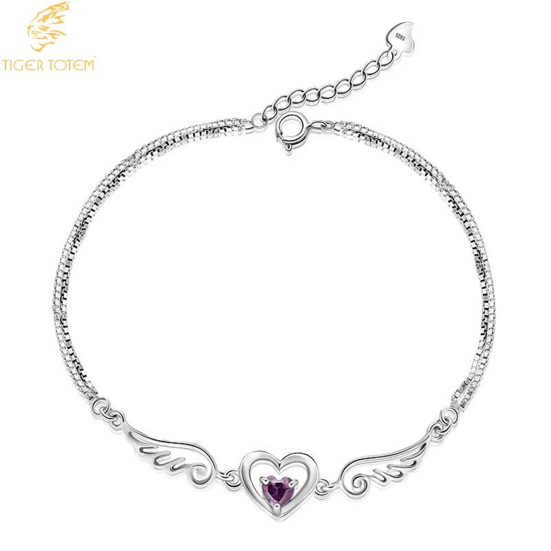 Heart Zircon Stone Angel Hollow Wings Bracelets Fashion Jewelry ...