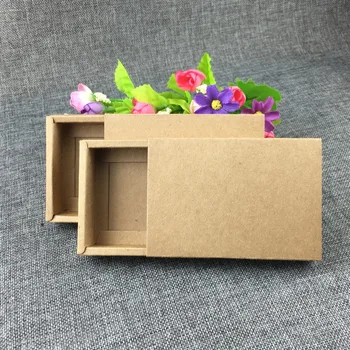 50PCS Retail Crafts Drawer Box Brown Kraft Drawer Boxes Paper Gift box ...