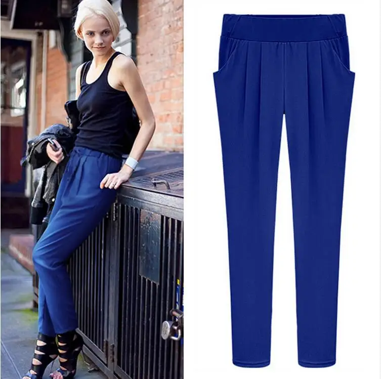 Plus Size 5xl 6xl Ladies Elastic Waist Harem Pants High Waist