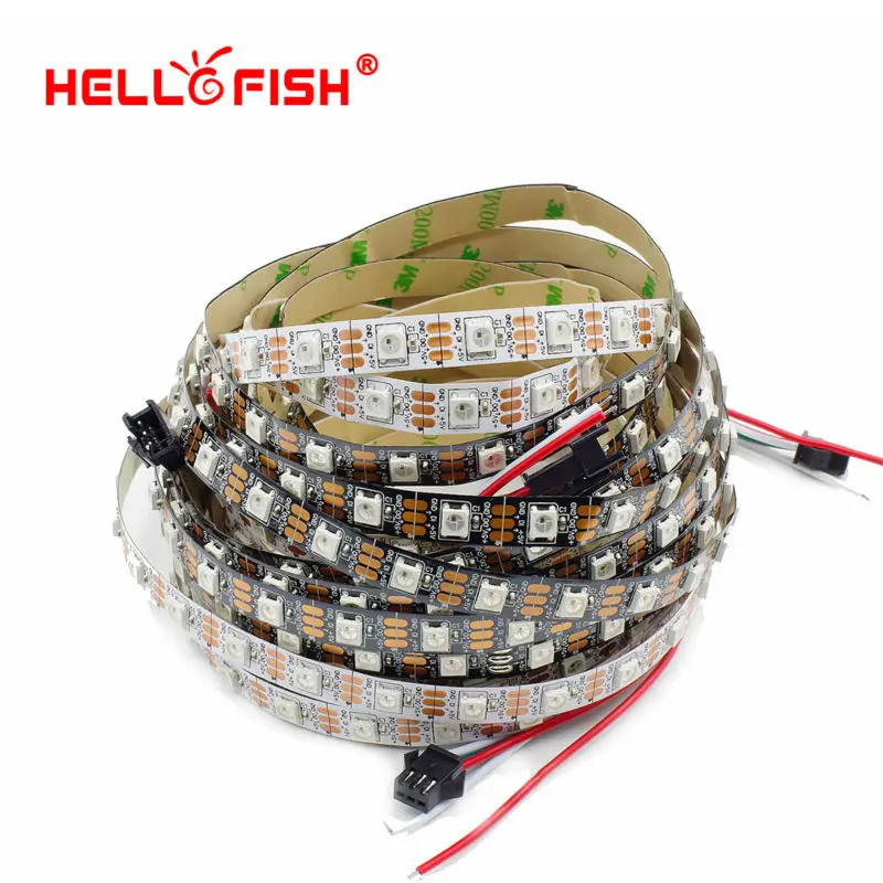 5M WS2812B White or black board LED strip 300 LED 300 pixel matrix LED ...