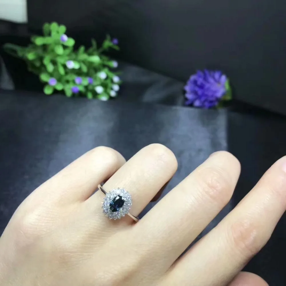 Верность натуральный 4*6 мм сапфир s925 Стерлинговое Серебро Классические Ювелирные наборы для ...