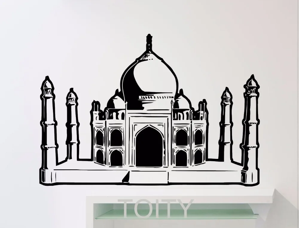Taj Mahal Sticker Wall Art Agra Famous Landscape Poster Indian Symbol ...