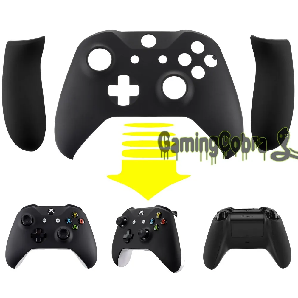 EXtremeRate carcasa frontal negra de tacto suave con rieles laterales ...