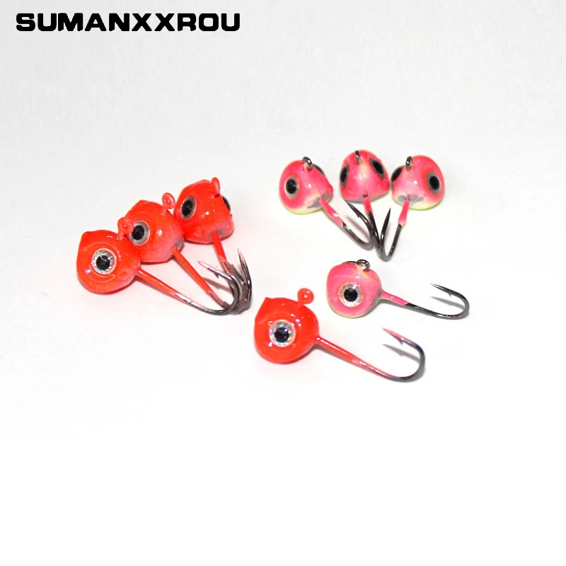10Pcs/lot 3D Eye Fish Head Hooks Lead Jig 1g Barbed Soft Lure Jigging ...