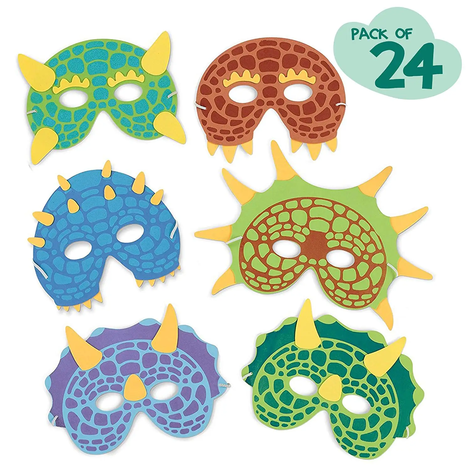 METABLE 24PCS Dinosaur Party Masks Masquerade Dinosaur Face Mask Foam ...