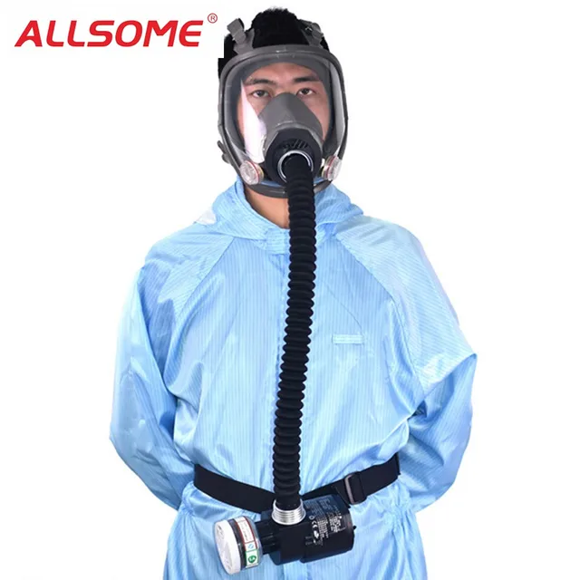 ALLSOME Electric Constant Flow Supplied Air Fed Full Face Gas Mask ...