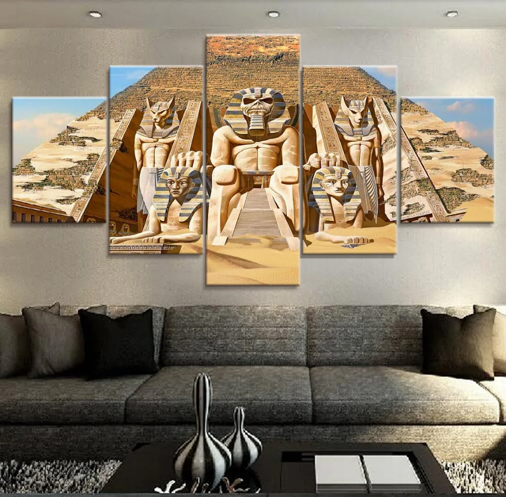 5 panel HD printed modular painting pyramid print art modern home decor ...