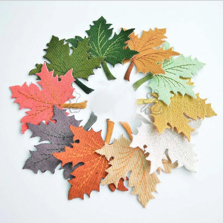 Parches bordados de hoja de arce para planchar ropa, decoración de ...